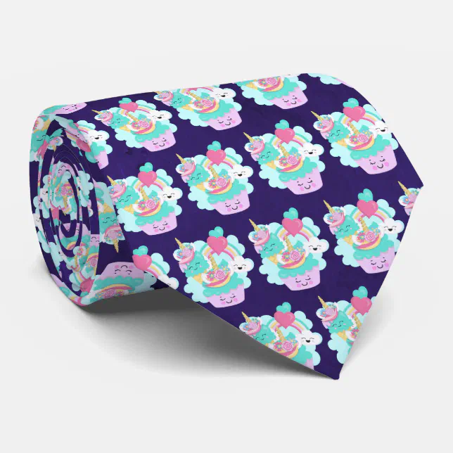 Cute Cupcake and Happy Ice Cream Pattern Neck Tie | Zazzle