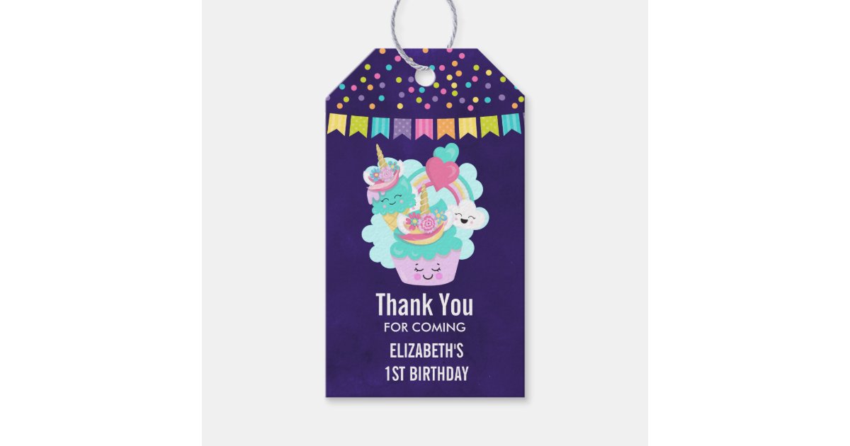 Cute Cupcake and Happy Ice Cream Thank You Gift Tags | Zazzle