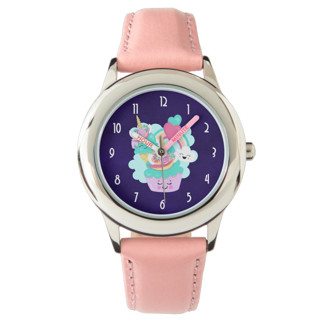 Cute Cupcake and Happy Ice Cream Watch | Zazzle