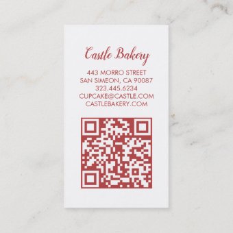 CUTE CUPCAKE Bakery Pastry Chef Modern QR Code Business Card | Zazzle