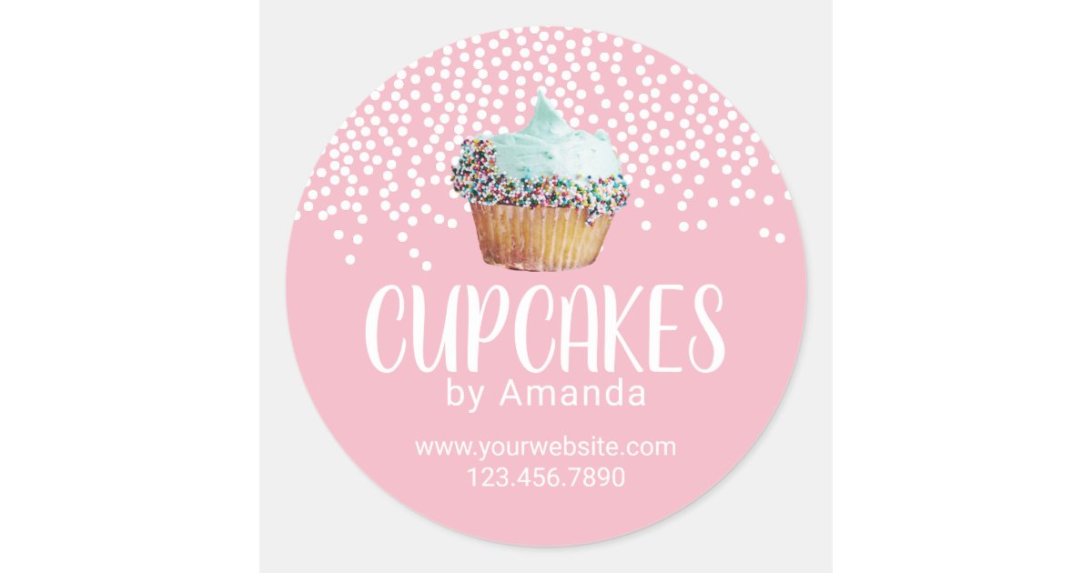 Cute Cupcake Bakery Pastry Chef Sweet Pink Classic Round Sticker | Zazzle