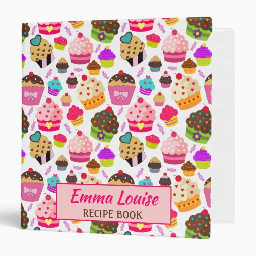 Cute Cupcake Dessert and Recipe 3 Ring Binder | Zazzle