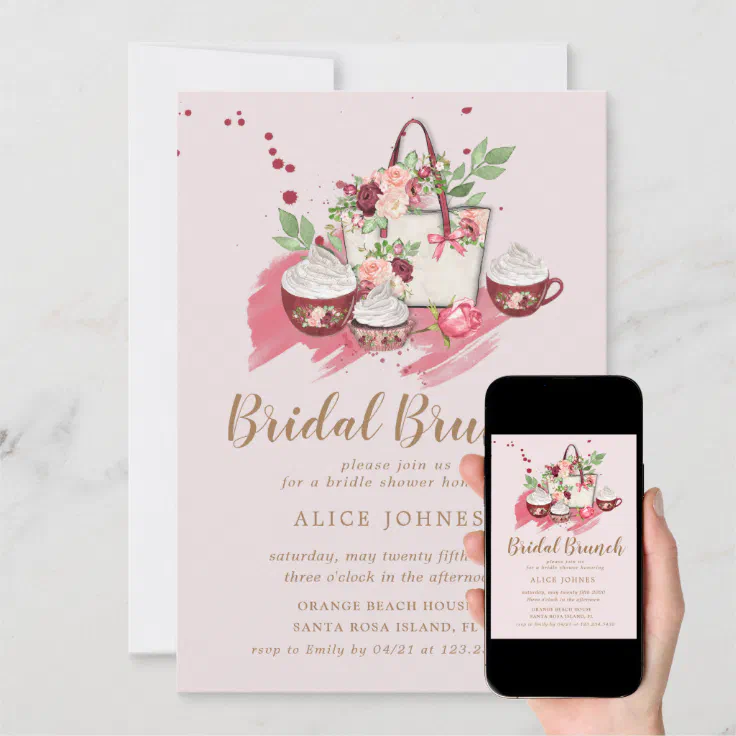 cute cupcake floral bridal brunch invitation | Zazzle