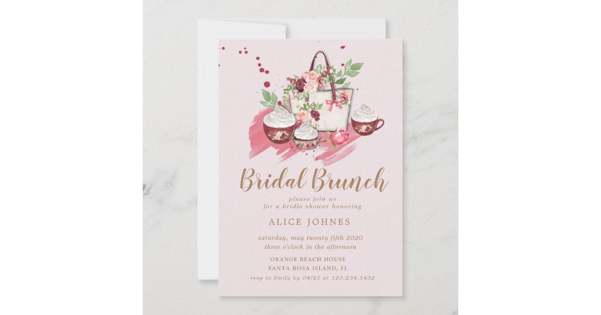 cute cupcake floral bridal brunch invitation | Zazzle