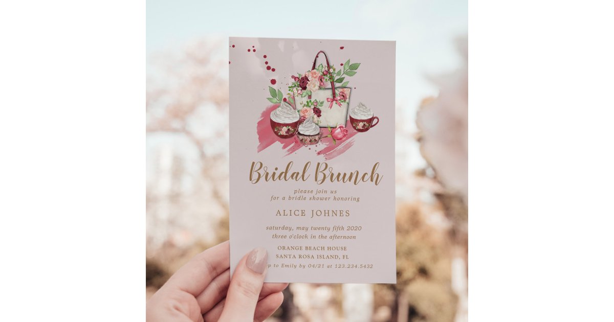 Cute Cupcake Floral Bridal Brunch Invitation | Zazzle