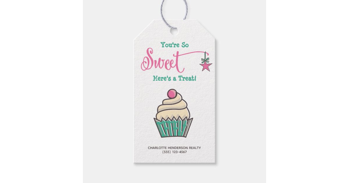 Cute Cupcake Here's a Treat Christmas Gift Tags | Zazzle
