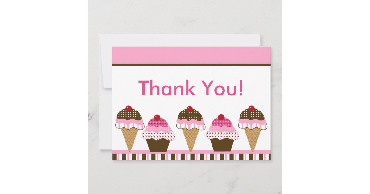 Cute Cupcake & Ice Cream Thank You Card | Zazzle