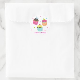 Cute Cupcake Kid personalized name stickers label | Zazzle
