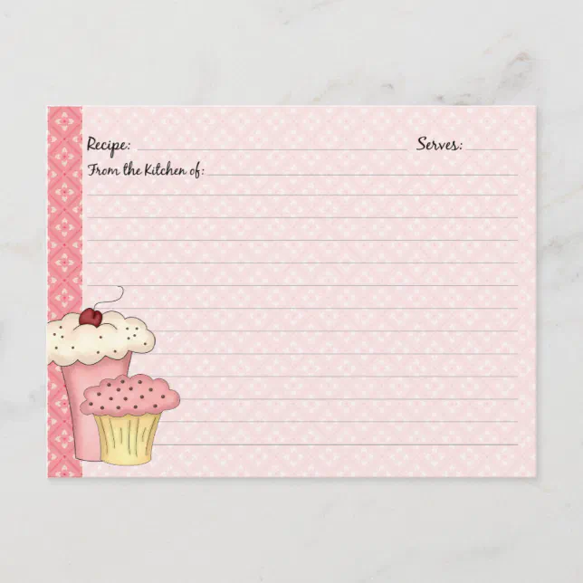 Cute Cupcake Recipe Cards | Zazzle