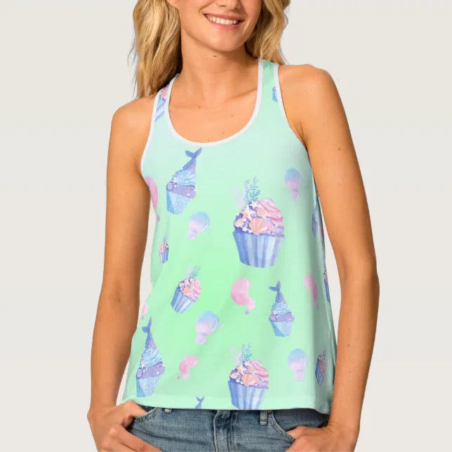 cute cupcake Sweet mermaid Birthday party Girly Tank Top | Zazzle