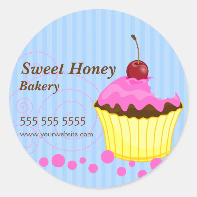 Cute Cupcake With Cherry Bakery Stickers | Zazzle