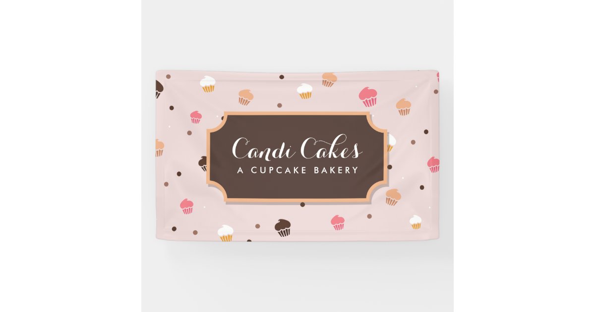 Cute Cupcakes Bakery Pattern Pink Banner | Zazzle