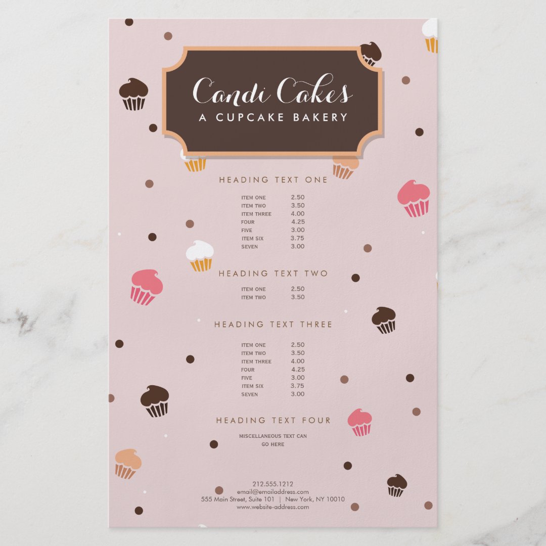 Cute Cupcakes Bakery Pattern Pink Flyer | Zazzle