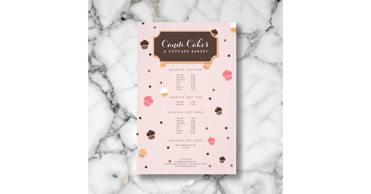Cute Cupcakes Bakery Pattern Pink Flyer | Zazzle
