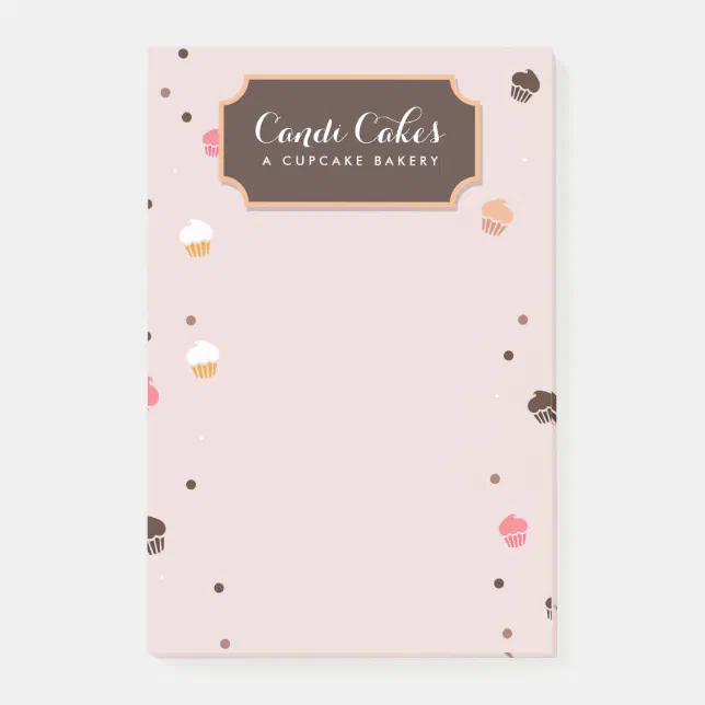 Cute Cupcakes Bakery Pattern Pink Post-it Notes | Zazzle