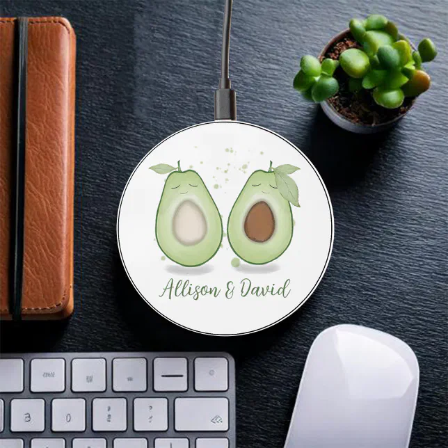 Cute Custom Avocado Couple Personalized Wireless Charger | Zazzle