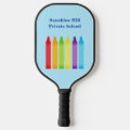 Cute Custom Elementary School Teacher Crayon Pickleball Paddle | Zazzle