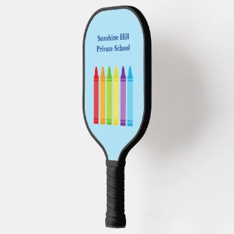 Cute Custom Elementary School Teacher Crayon Pickleball Paddle | Zazzle