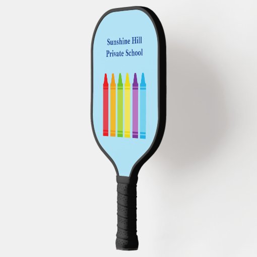 Cute Custom Elementary School Teacher Crayon Pickleball Paddle | Zazzle