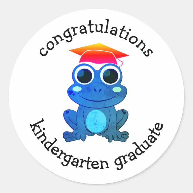 Cute Custom Frog Kindergarten Graduation Classic Round Sticker | Zazzle