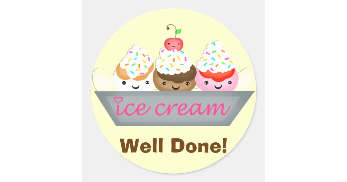 Cute Custom Kawaii Icecream Reward Sticker | Zazzle