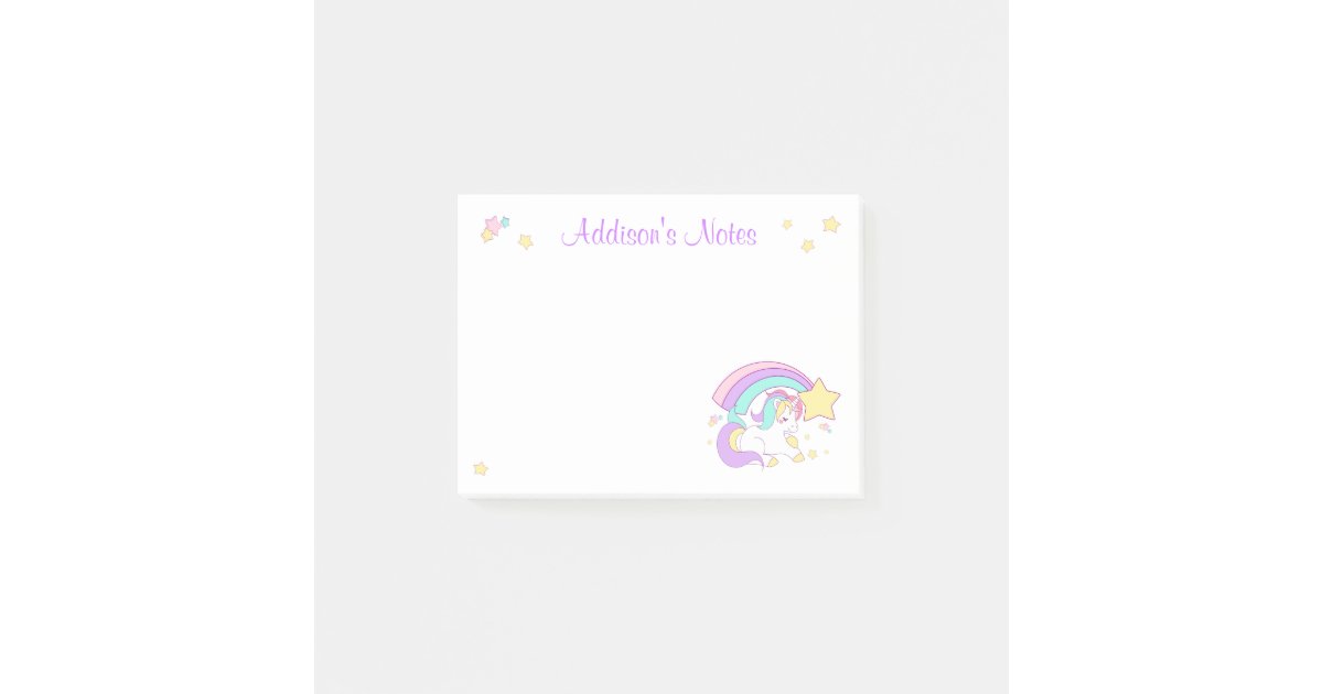 Cute Custom Personalized Magical Rainbow Unicorn Post-it Notes | Zazzle