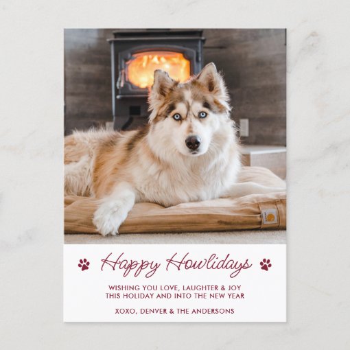Cute Custom Pet Photo Happy Holidays From The Dog Holiday Postcard | Zazzle