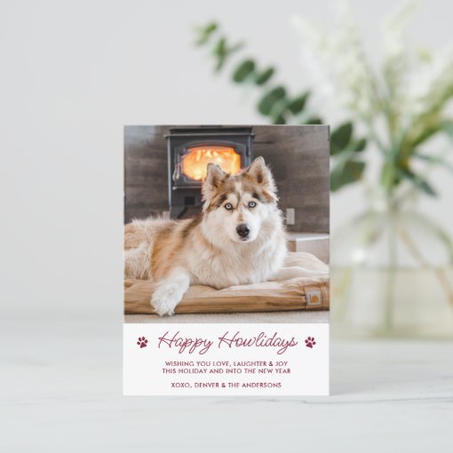 Cute Custom Pet Photo Happy Holidays From The Dog Holiday Postcard | Zazzle