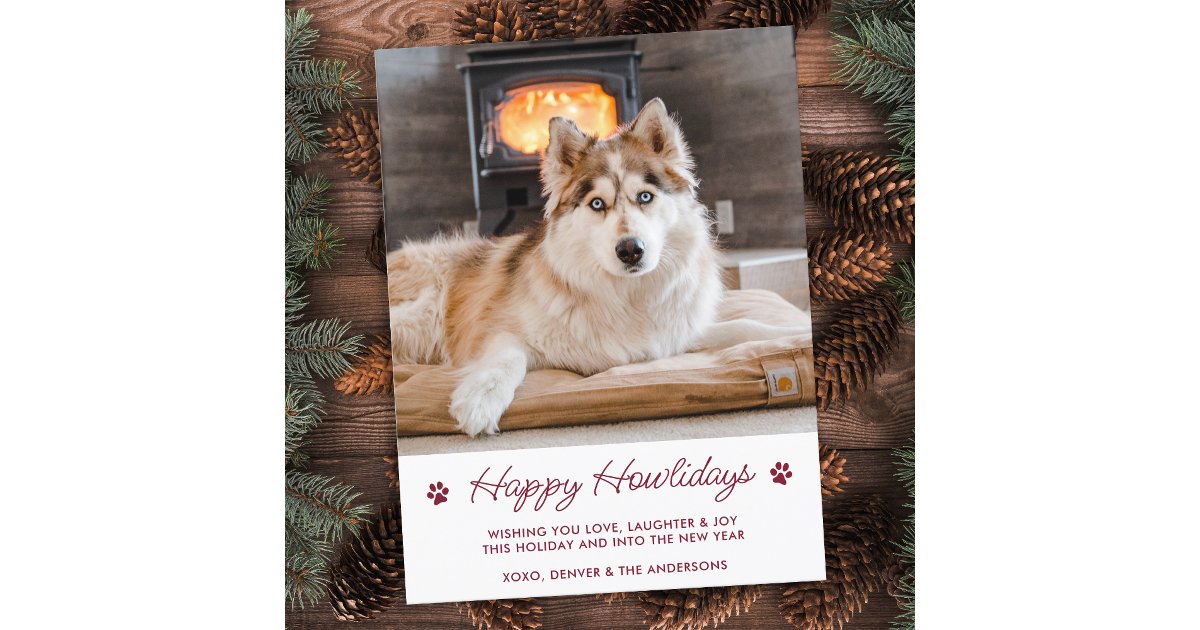 Cute Custom Pet Photo Happy Holidays From The Dog Postcard | Zazzle
