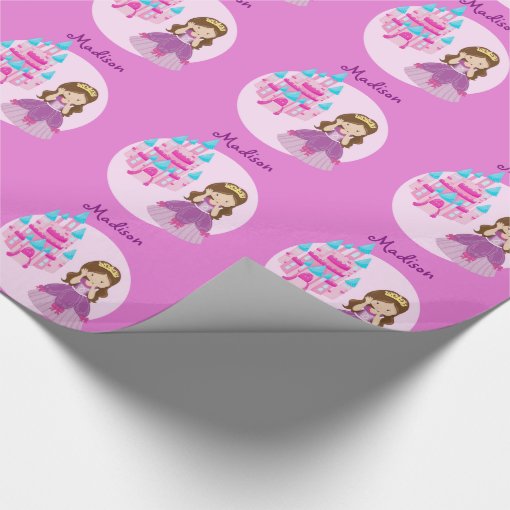 Cute Custom Pink Princess Birthday Wrapping Paper | Zazzle