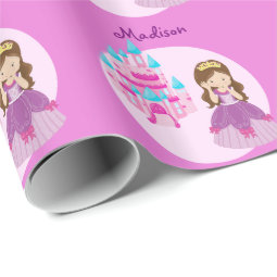 Cute Custom Pink Princess Birthday Wrapping Paper | Zazzle