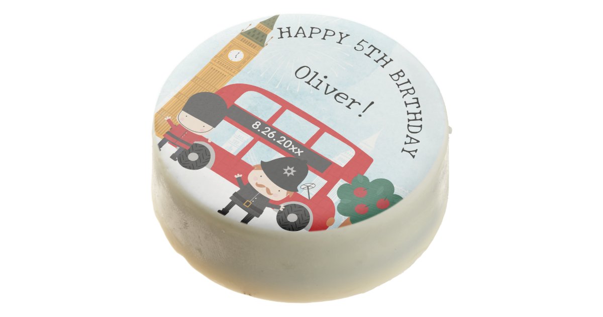 Cute Custom Red London Bus Clock Tower Birthday Chocolate Covered Oreo ...