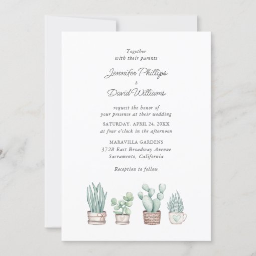 Cute Custom Watercolor Cactus Succulent Wedding Invitation | Zazzle