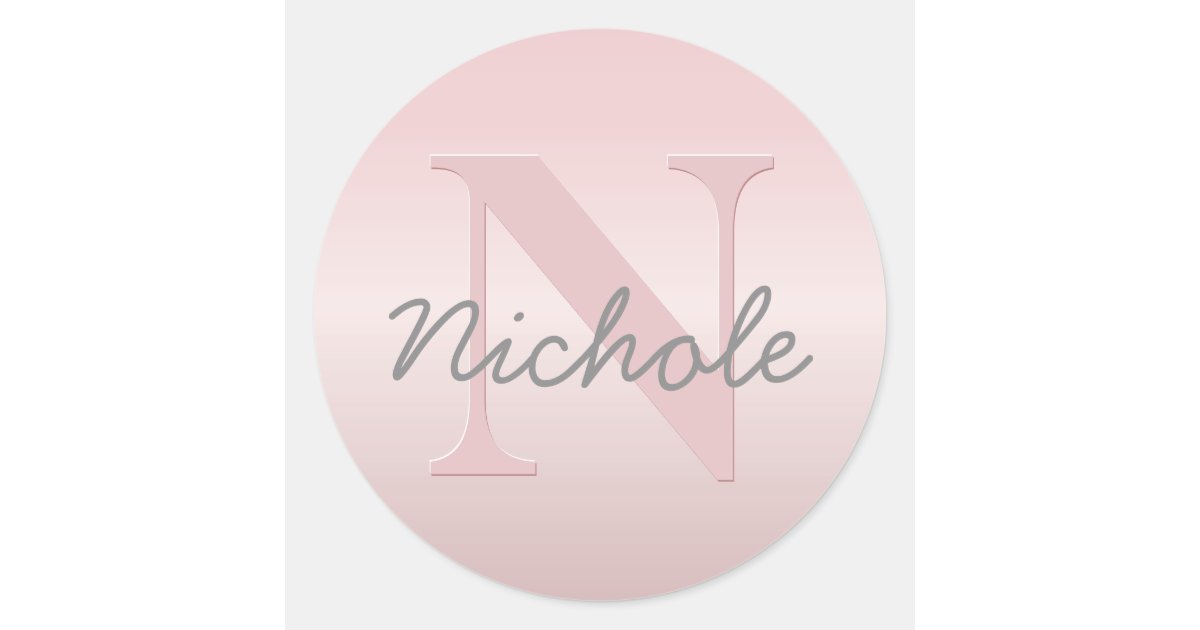 Cute Customizable Pink Monogram & Your Name Script Classic Round ...