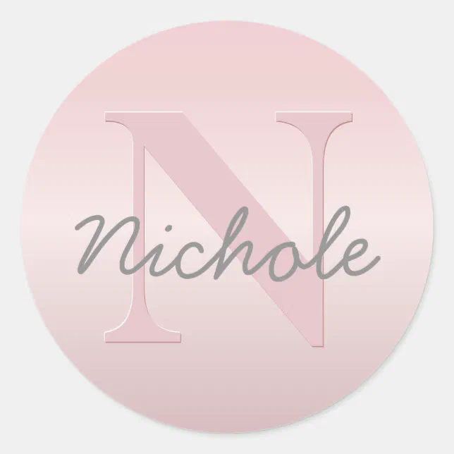 Cute Customizable Pink Monogram & Your Name Script Classic Round ...