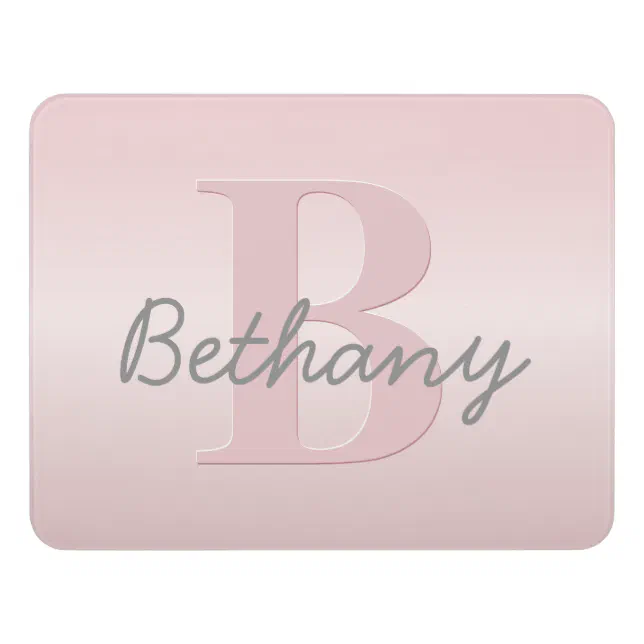 Cute Customizable Pink Monogram & Your Name Script Door Sign | Zazzle