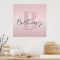 Cute Customizable Pink Monogram & Your Name Script Poster | Zazzle