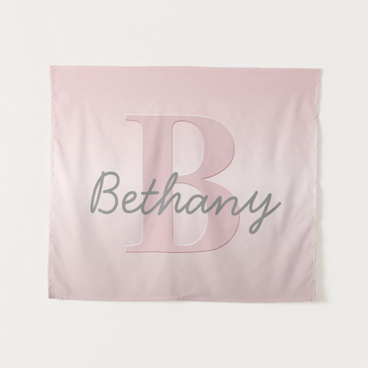 Cute Customizable Pink Monogram & Your Name Script Tapestry | Zazzle