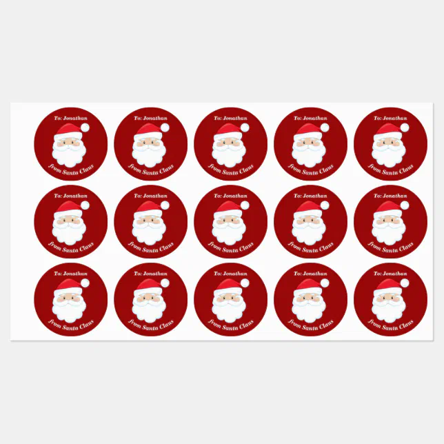 Cute Customizable Santa Claus Red Christmas Gift Labels | Zazzle