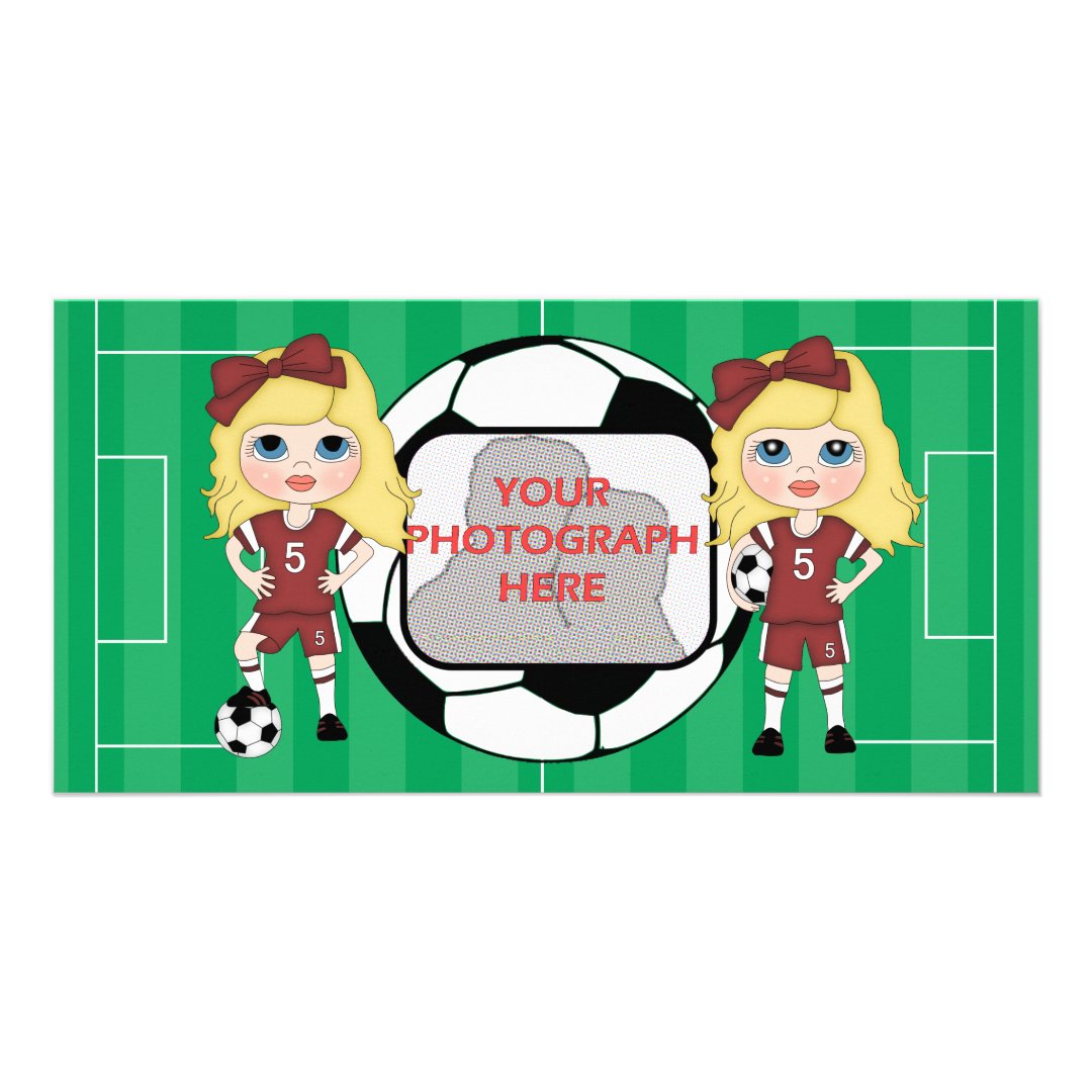 Cute customizable soccer Girls photo cards | Zazzle