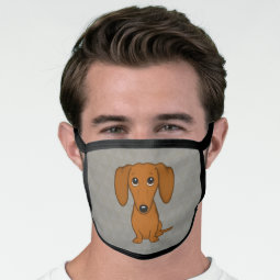 Cute Dachshund Cartoon Dog | Funny Wiener Dog Face Mask | Zazzle
