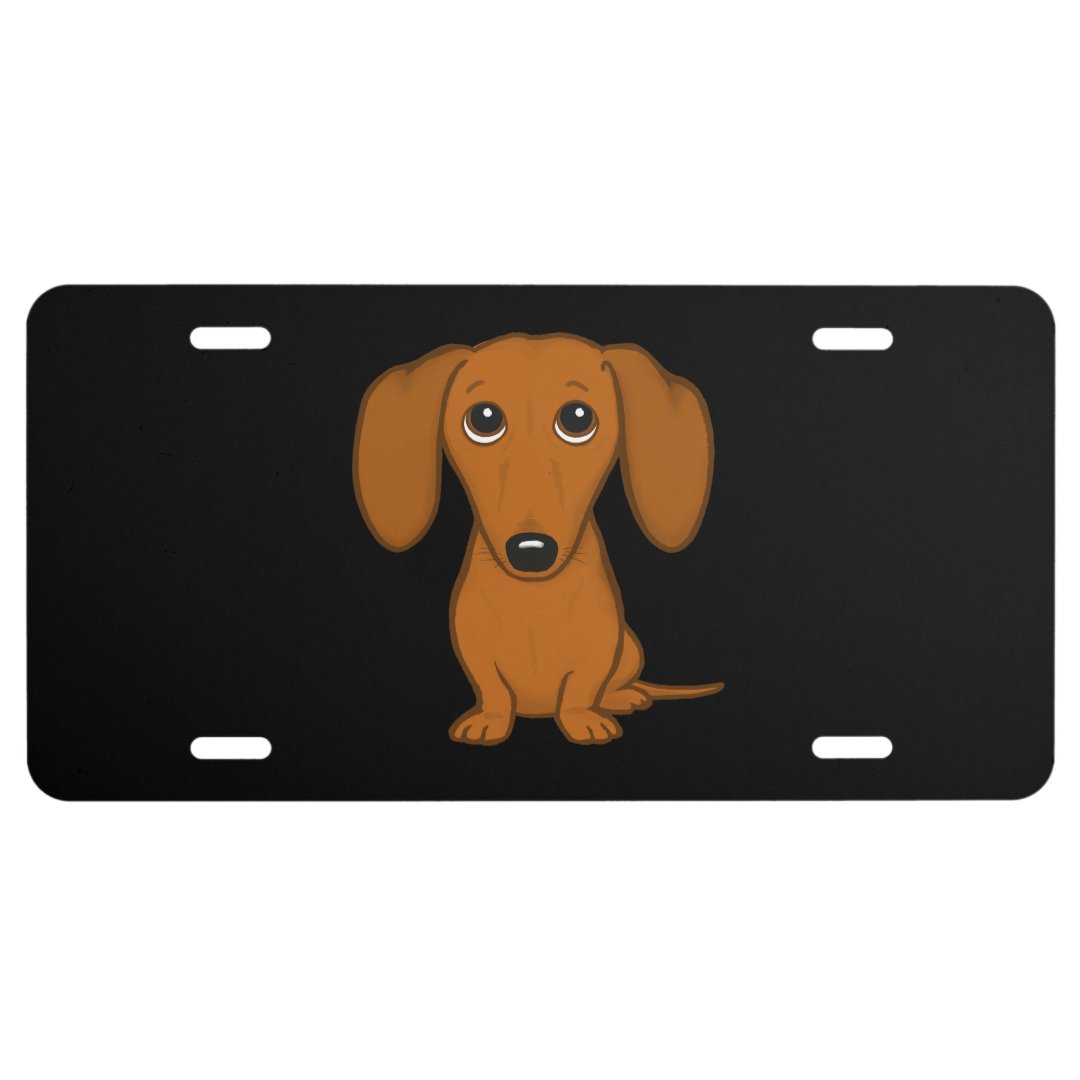 Cute Dachshund | Cartoon Wiener Dog License Plate | Zazzle