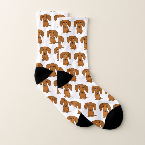 Cute Dachshund Pattern | Cartoon Wiener Dog Socks | Zazzle