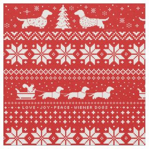 Red Christmas pattern Fabric | Zazzle.com