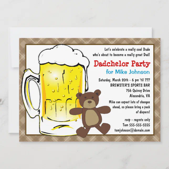 Cute Dadchelor Party Invitations - Diaper Kegger | Zazzle
