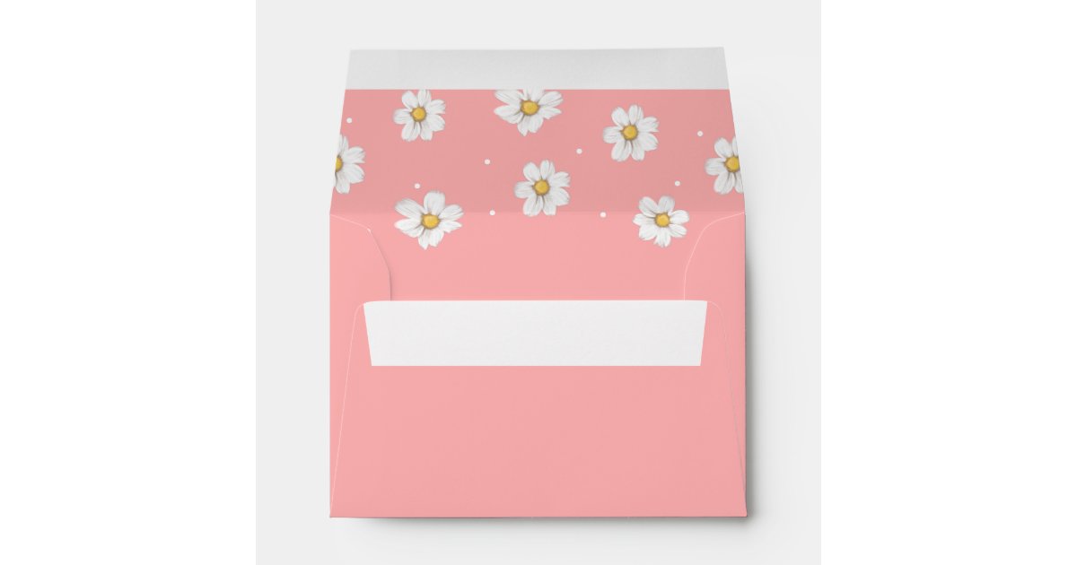 Cute Daisy Blush Pink Invitation Envelope | Zazzle