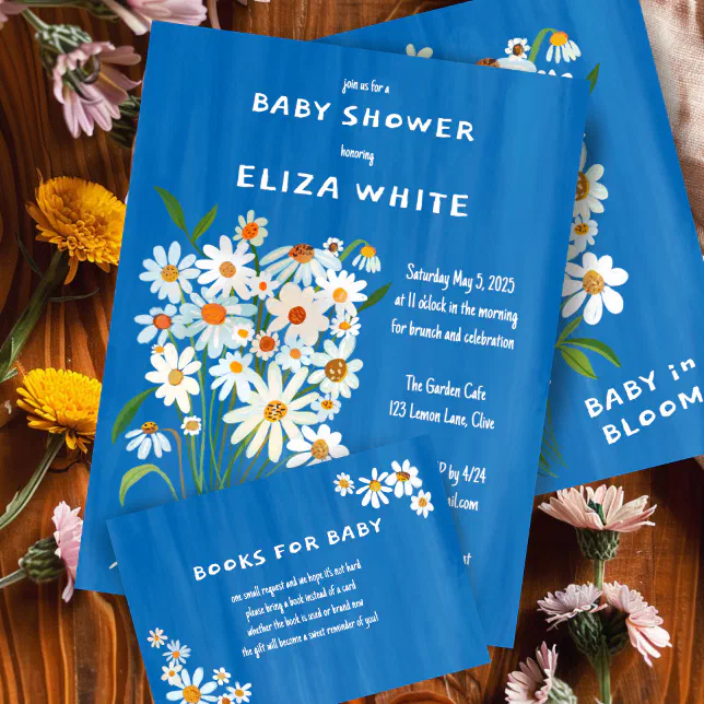 Cute Daisy Bouquet Handpainted Custom Baby Shower Enclosure Card | Zazzle