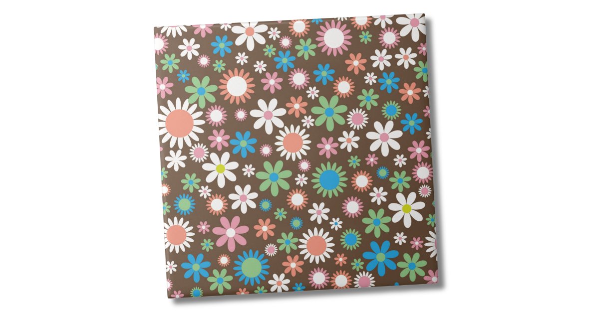 Cute Daisy Floral Pattern Ceramic Tile | Zazzle