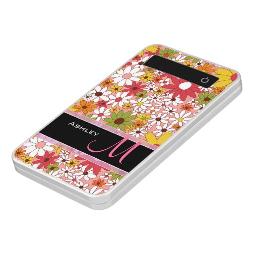 Cute Daisy Flowers Classy Floral Monogrammed Power Bank | Zazzle