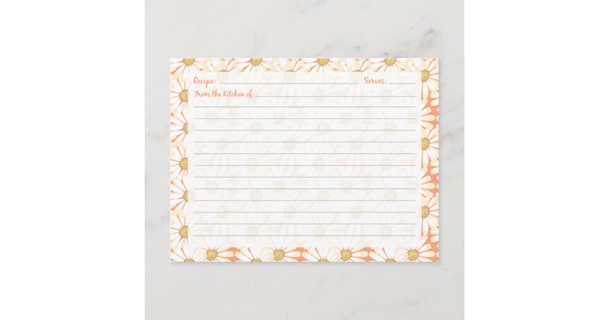 Cute Daisy Recipe Cards | Zazzle